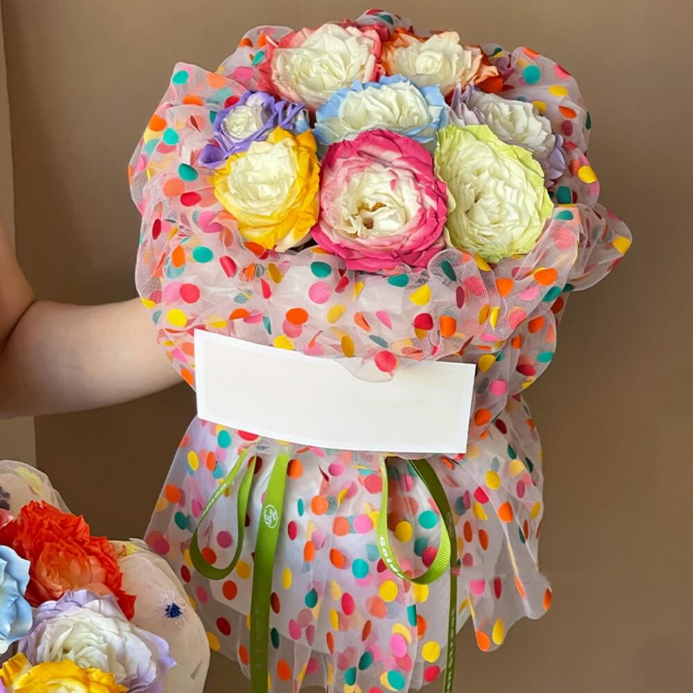 Colorful Polka Dot Floral Wrapping Paper Mesh Flower Paper for Bouquet ...