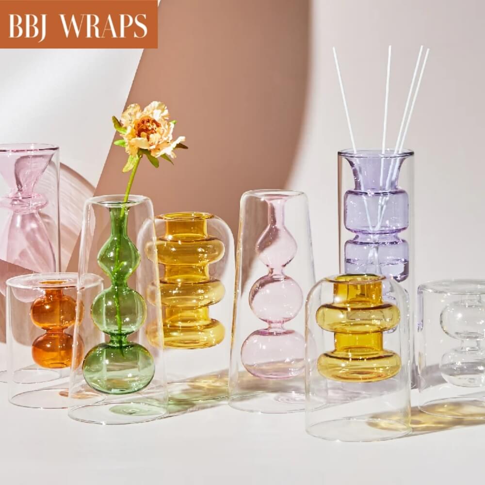 Transparent Colored Glass Vase for Hydroponic Plants Fresh Flower, 1 P ...