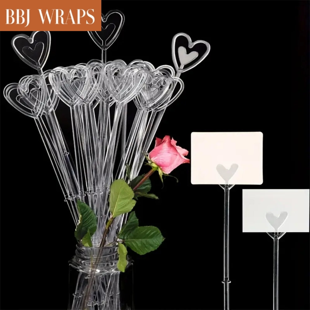 Heart Plastic Flower Card Holder For Bouquet Arrangement, 9.3 inch - 8 ...