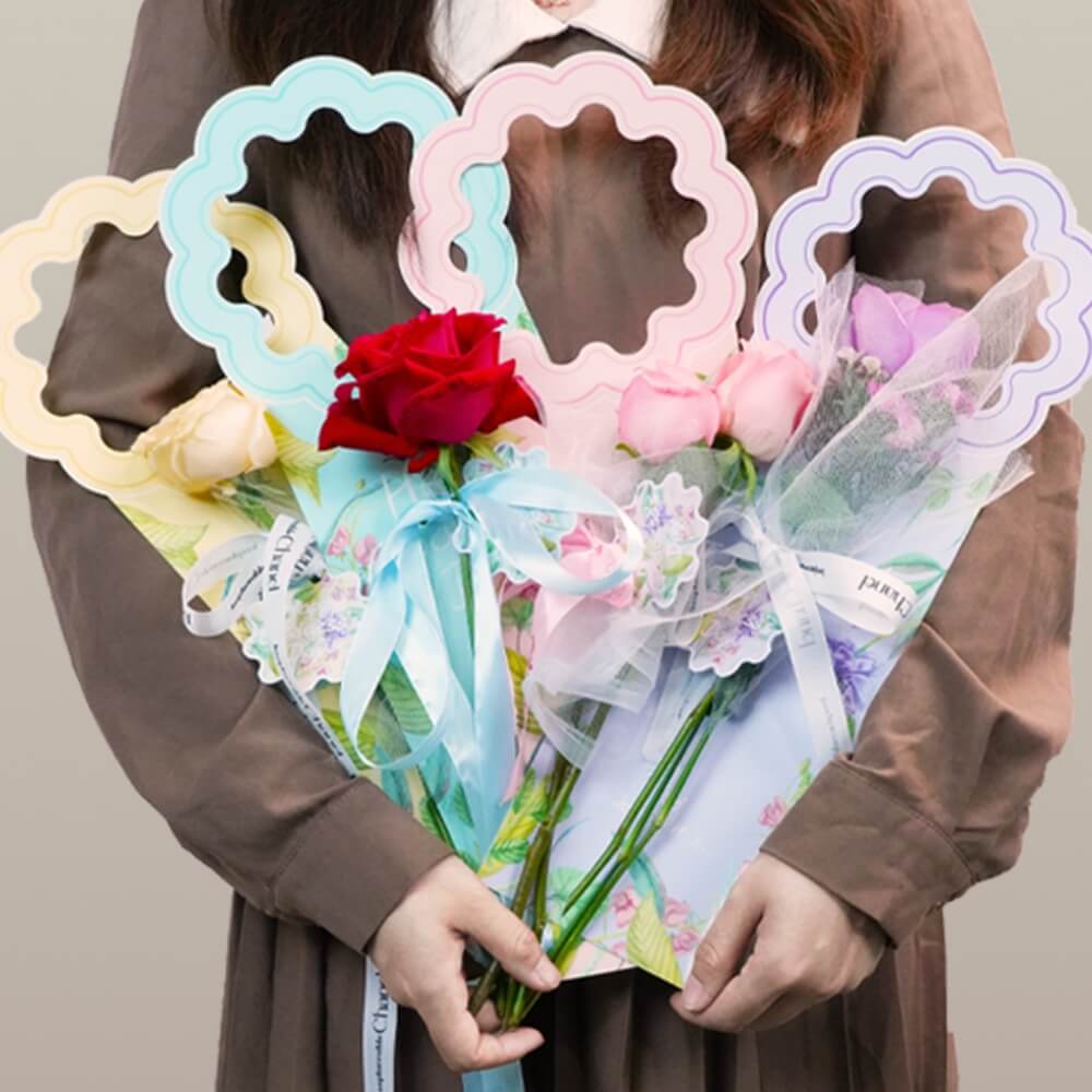 Rose Single Stem Flower Sleeve Card Holder, 16.9×6.8 Inch - 5 Counts ...