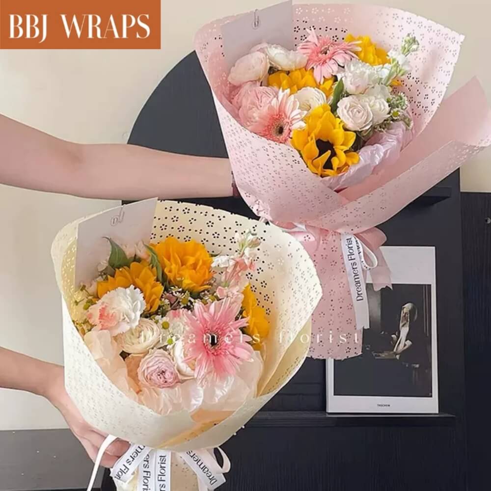Waterproof Sakura Hollow Flower Wrapping Paper, 19.7 x 19.7 Inches – 5 ...