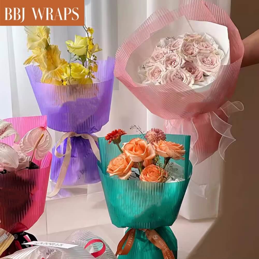 Waterproof Semi-Transparent Floral Wrapping Paper, 22.0 Inch x 6 Yards ...