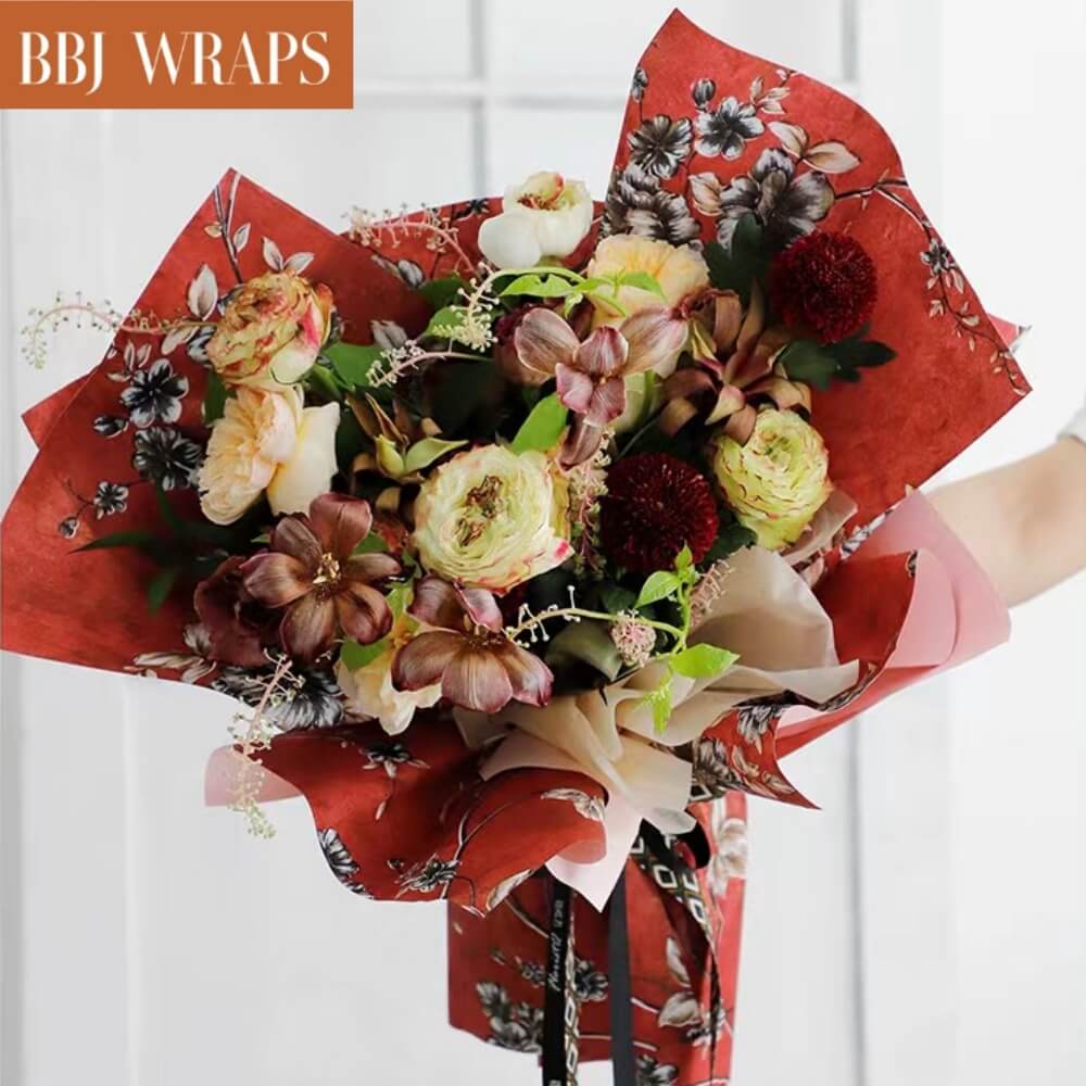 Vintage Elegant Rose Waterproof Flower Wrapping Paper, 22.4 x 22.4 Inc ...