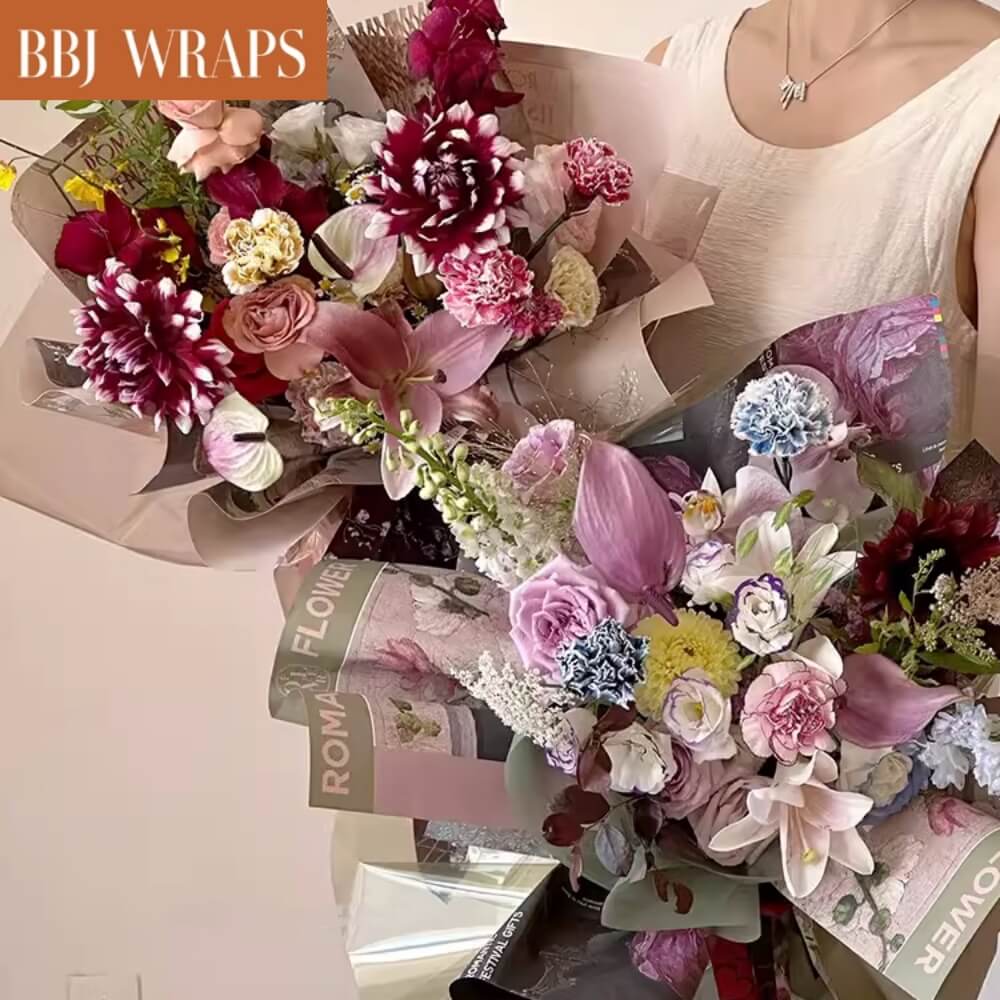 Oil Painting Flower Bouquet Wrapping Paper, 13.8 x 19.7 inches - 10 Sh ...