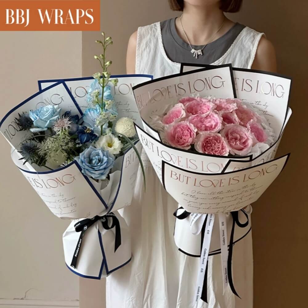 Border Gold Foil Letter Pearl Sheen Flower Wrapping Paper, 11.8 x 17.7 ...