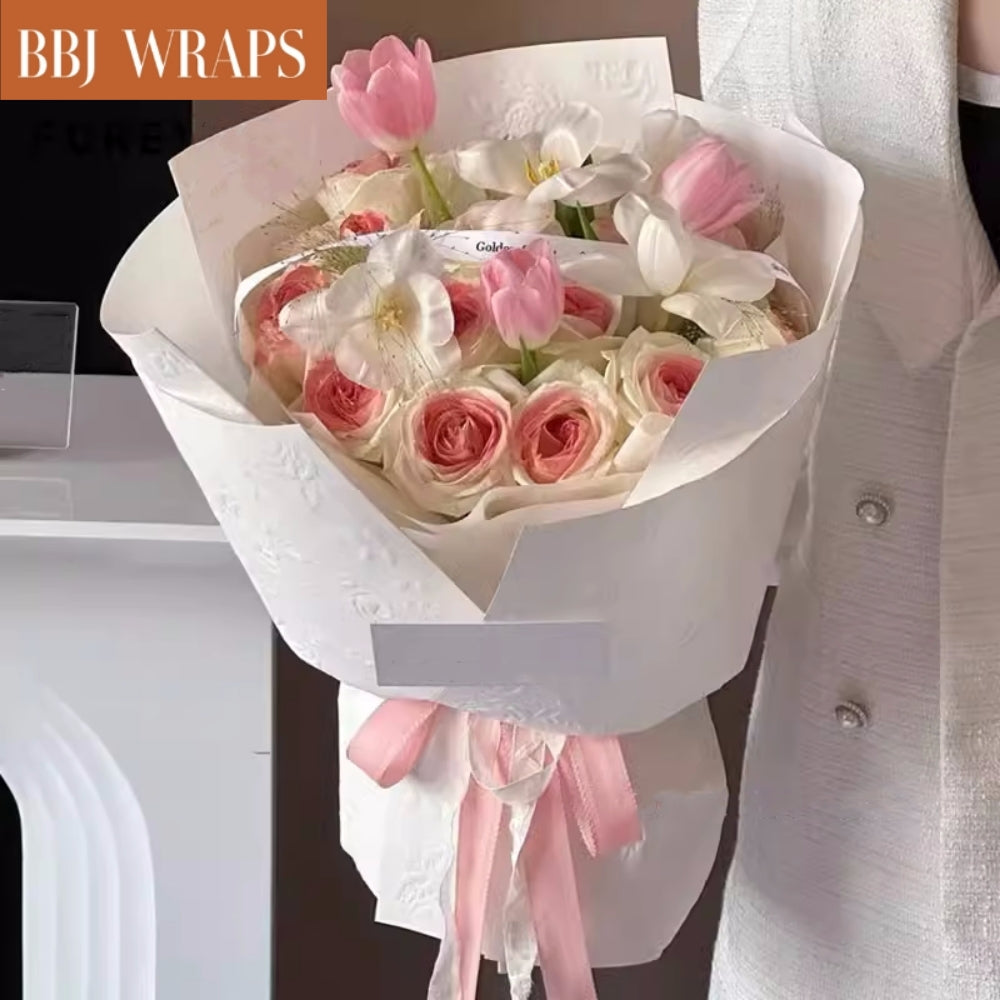 Embossed Rose Flower Wrapping Kraft Paper, 22.8 x 22.8 inch - 10 Sheet ...