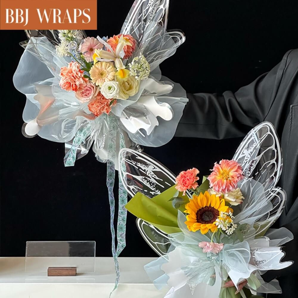 Butterfly Wings Design OPP Flower Wrapping Paper, 40 Pcs - 19.7 × 22.1 ...