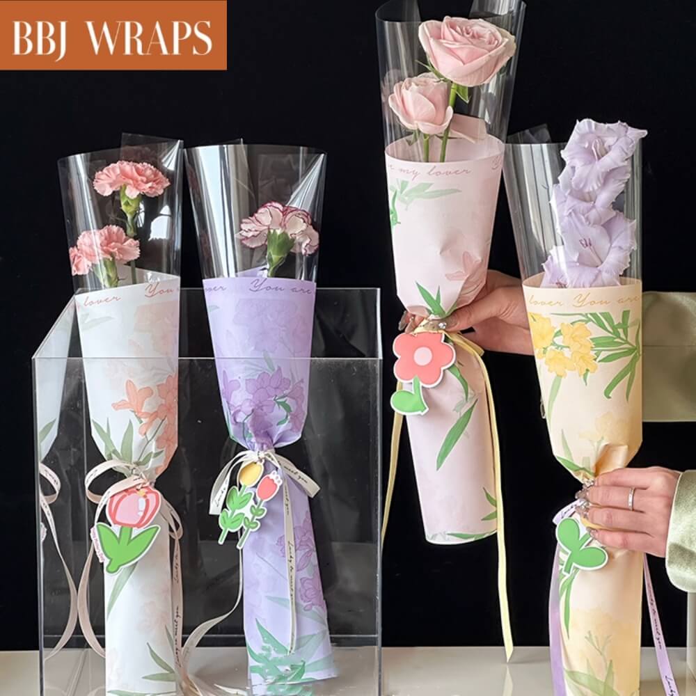 Waterproof Single Stem Flower Wrapping Paper, 12.2×20.1 Inch - 20 Shee ...