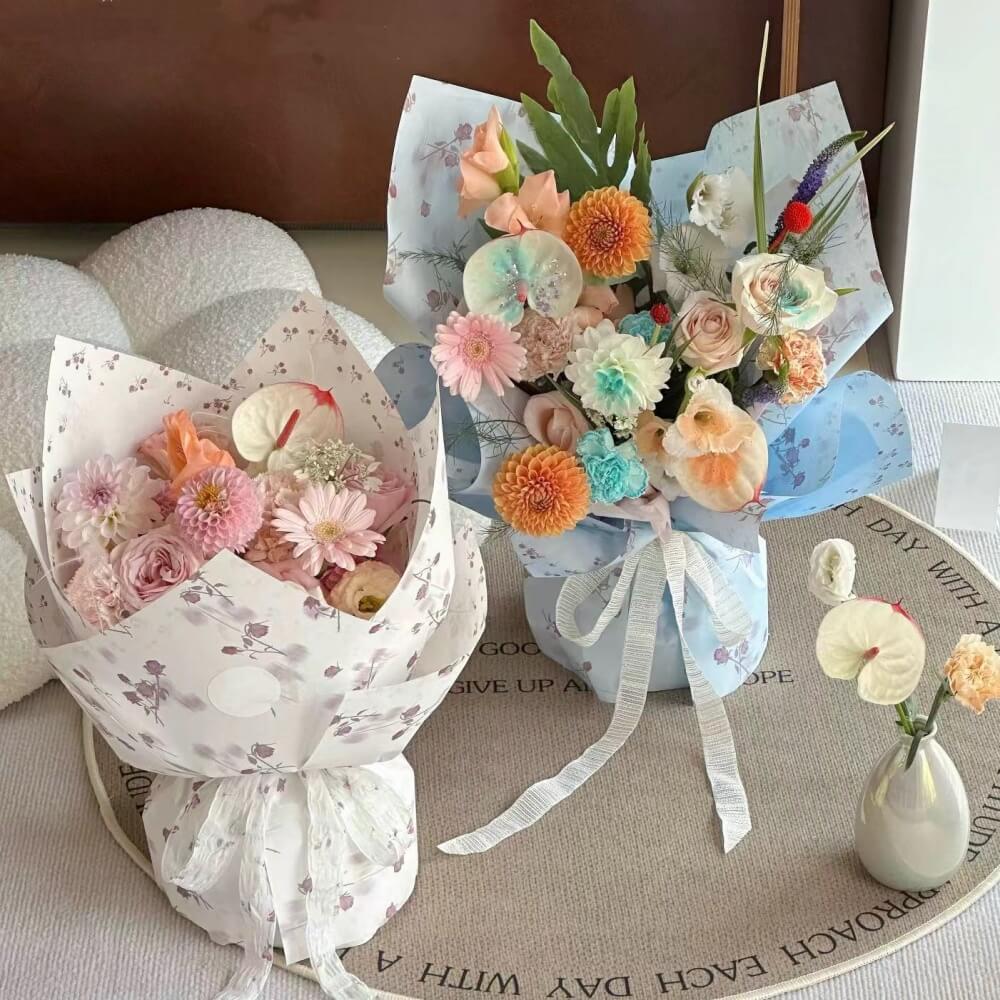 Korean Rose-Themed Waterproof Floral Wrapping Paper for Bouquet Gift A ...