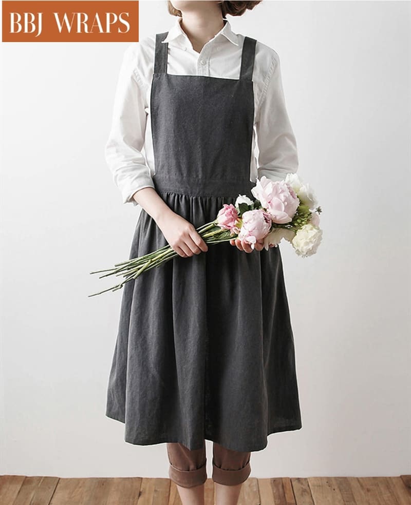 Adjustable Bib Apron with Pockets -Super Comfortable Cotton - BBJ Wraps ...